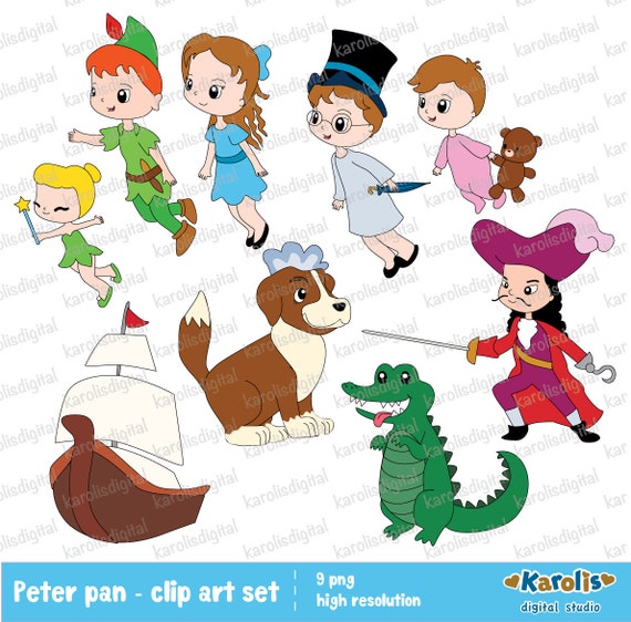 Peter pan digital clip art set Personal and commercial use | Etsy
