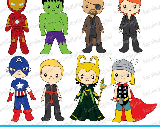 Superheroes Digital Clip Art Set Personal & Commercial Use - Etsy