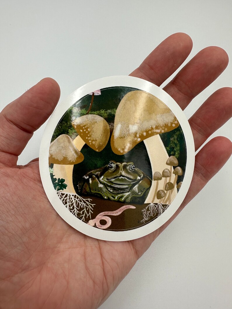 Forest Toad With Mushrooms Vinyl Sticker - Etsy
