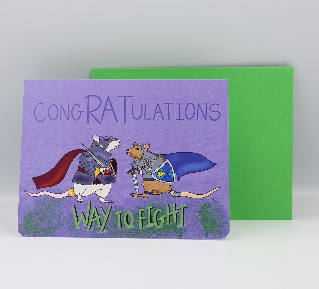 Congratulations, Way to Fight! Medieval Rats Cute Blank Card - Etsy