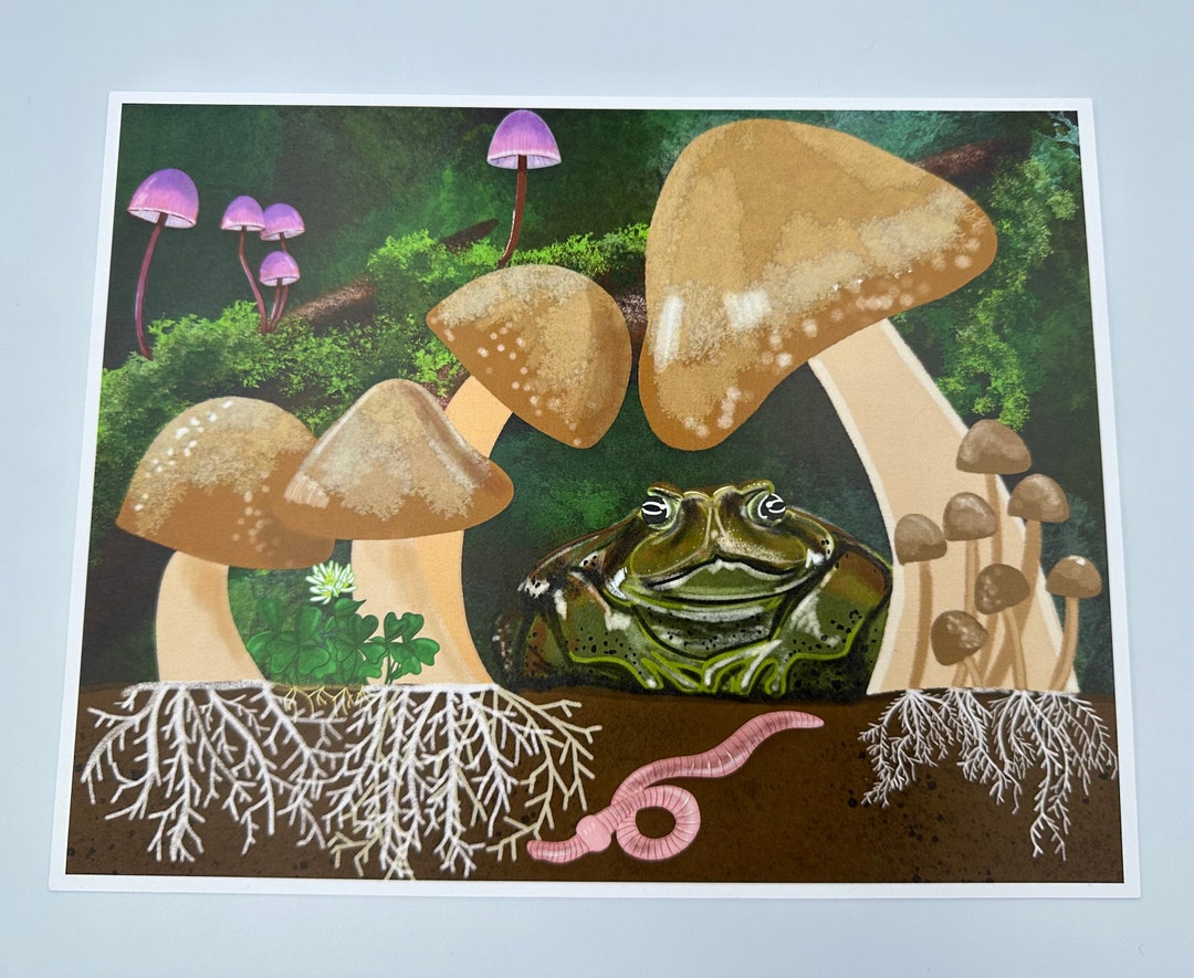 Cute Forest Toad With Mushrooms Wall Art Print - Etsy
