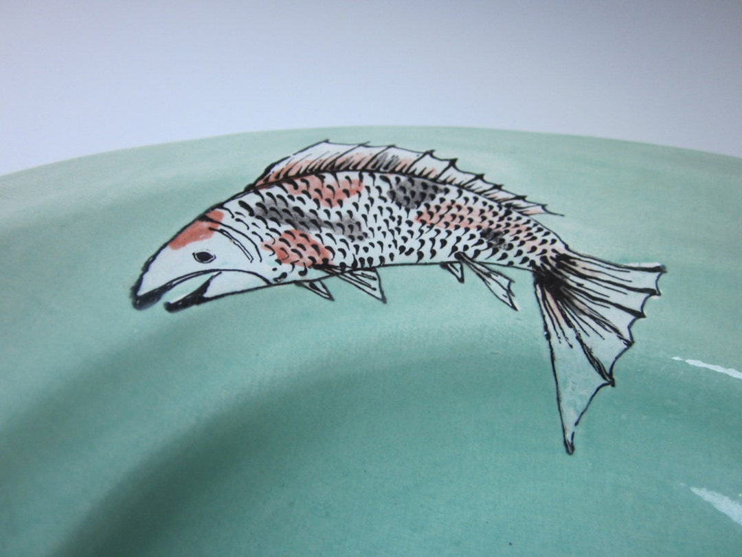 Fish Bowl, Koi Plat , Koi Serving Bowl , Fish Plate, Ceramic Fish Plate ...