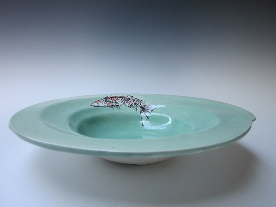 Fish Bowl, Koi Plat , Koi Serving Bowl , Fish Plate, Ceramic Fish Plate ...