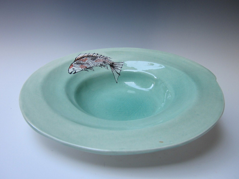 Fish Bowl, Koi Plat , Koi Serving Bowl , Fish Plate, Ceramic Fish Plate ...