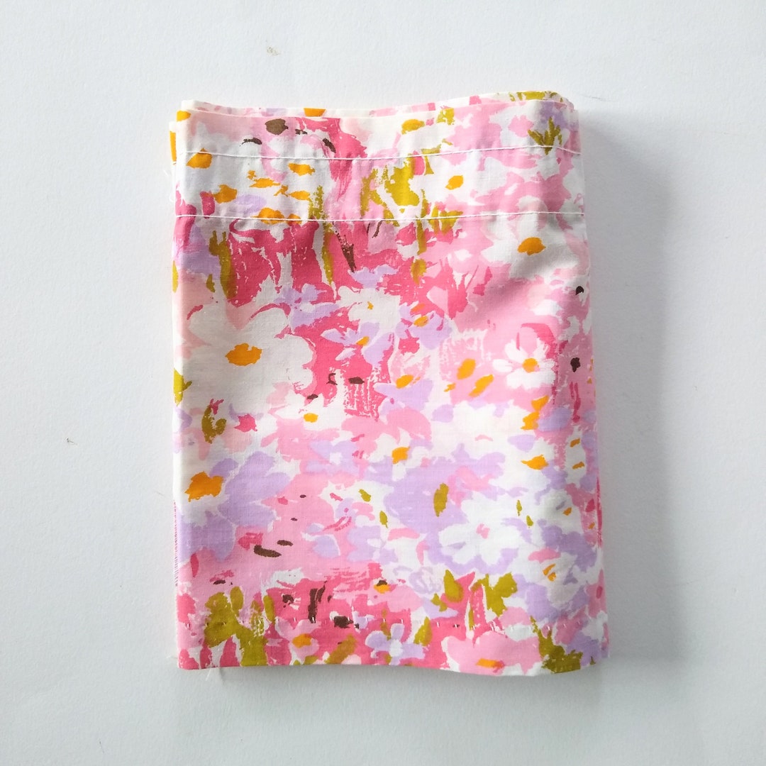 Vintage Pink Floral Curtain Panel or Valance Vintage Draperies Retro ...