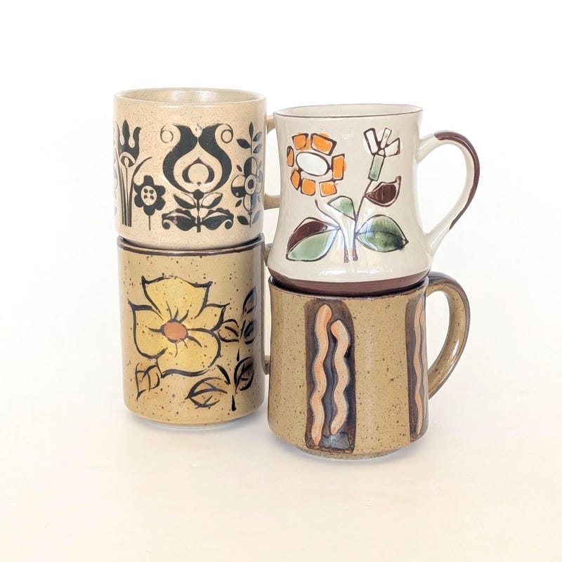 Mug Ceramic Beige 1970s - Etsy