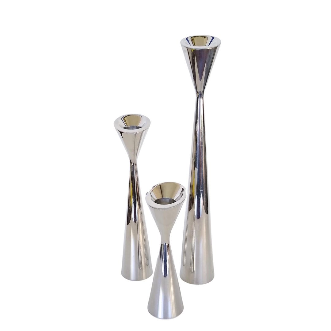 1994 Vintage Karim Rashid for Nambé Studio Set of Three Silver Candlesticks Candle Holders - Etsy