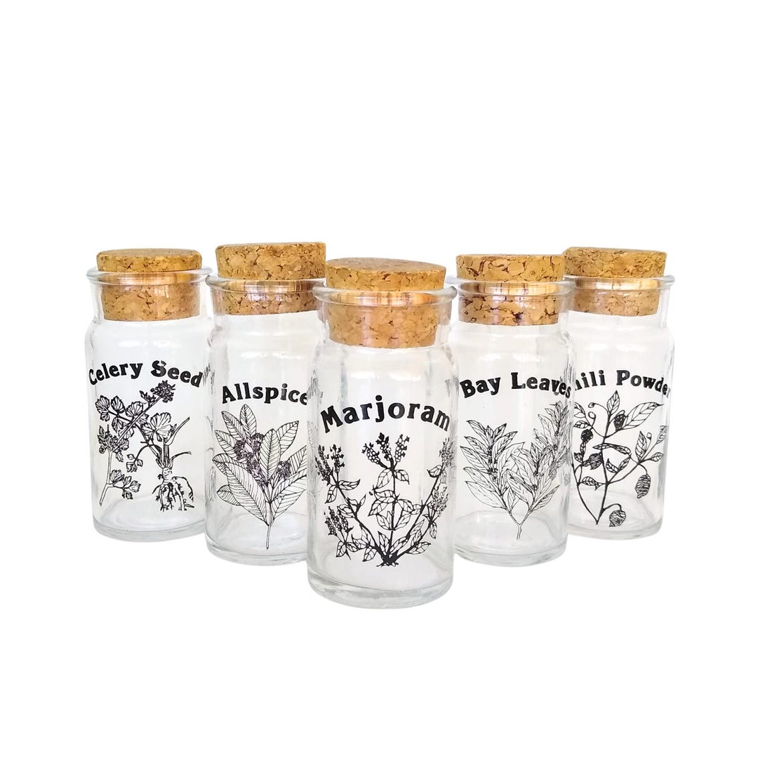 Vintage Wheaton Glass Spice Jars With Cork Tops - Etsy