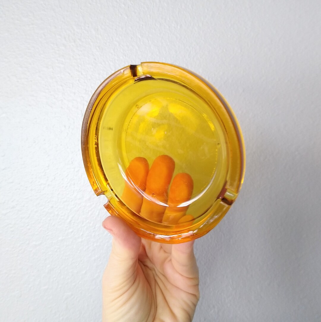 Vintage Amber Glass Ashtray Round Vintage Amber Glass - Etsy