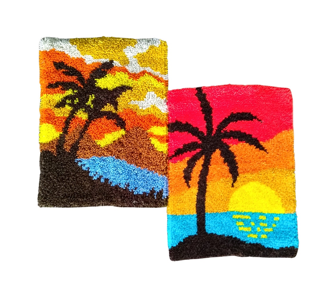 70s Vintage Completed Latch Hook - Retro Wall Decor - Etsy