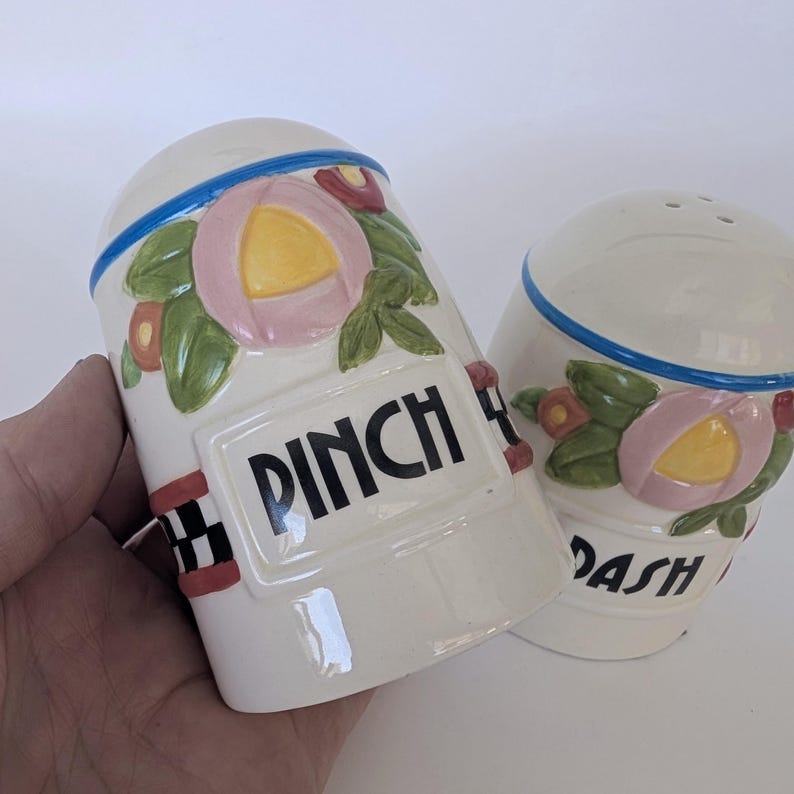 Vintage Mary Engelbreit Ceramic Salt & Pepper Shaker Set - Pinch and ...