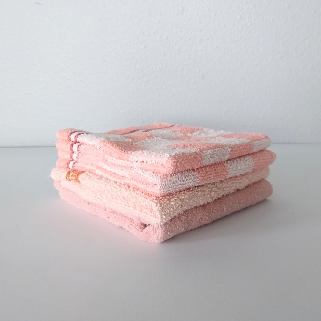 Vintage Peach Washcloth Set - Set of Four - Pastel Bath Decor - Retro ...