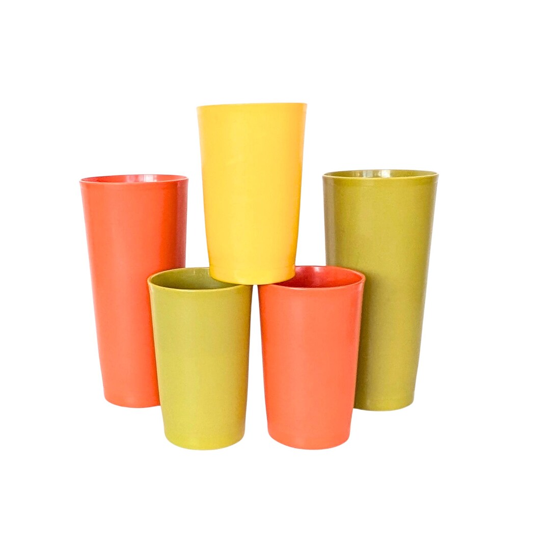 Vintage Tupperware Plastic Tumbler Cup Set in Harvest Colors - Etsy