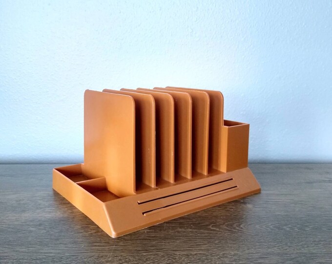 Vintage Max Klein Desk Organizer - Caramel Deep Ochre 5-slot Plastic ...