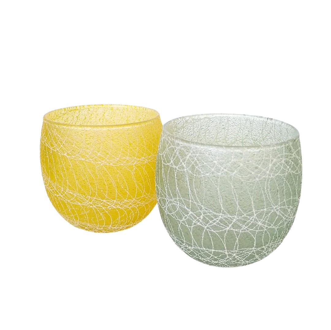 Vintage Color Craft Spaghetti String Roly Poly Glasses Retro Drinkware ...