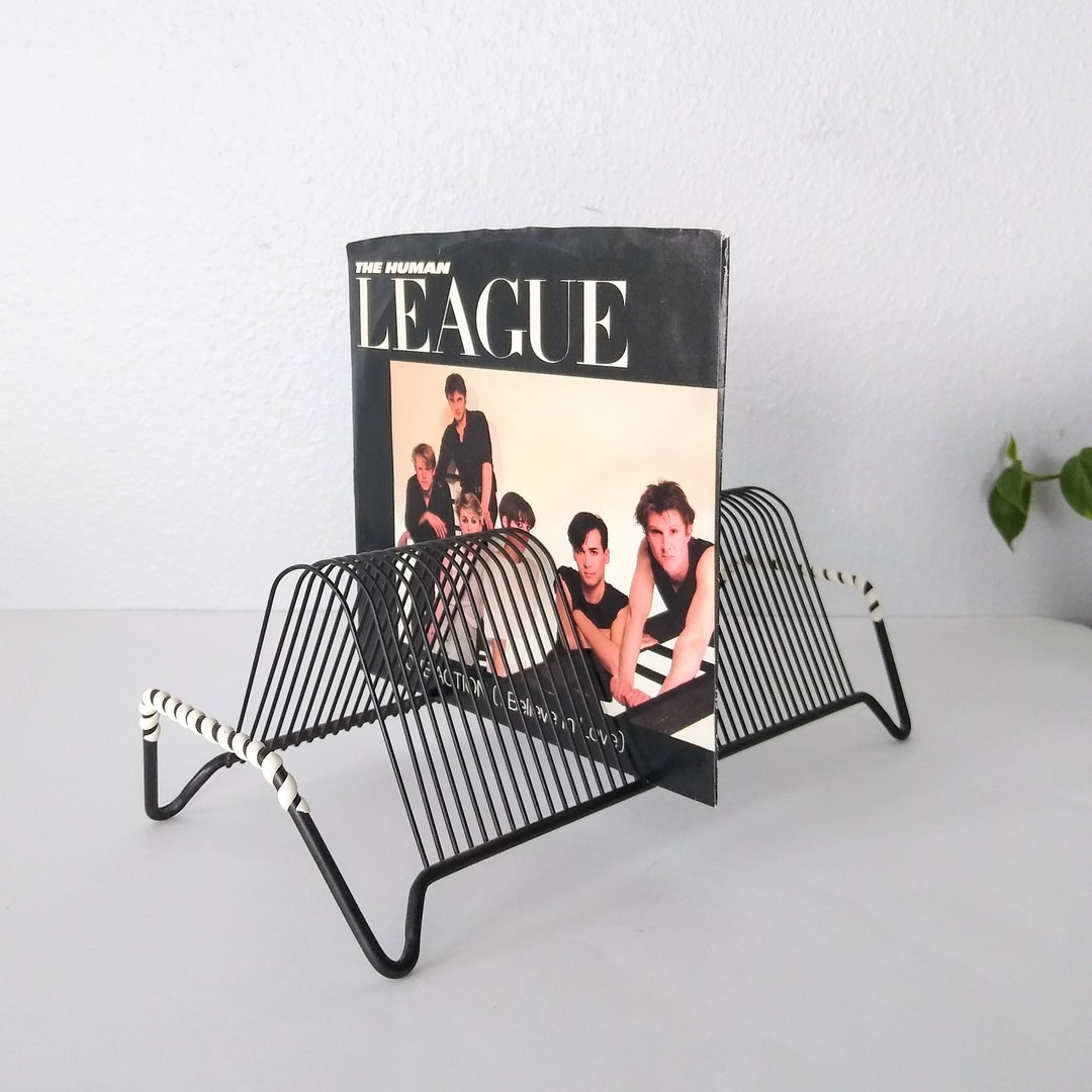 MCM Vintage Black Metal Table Top Vinyl Record Holder - 45 RPM - Retro ...