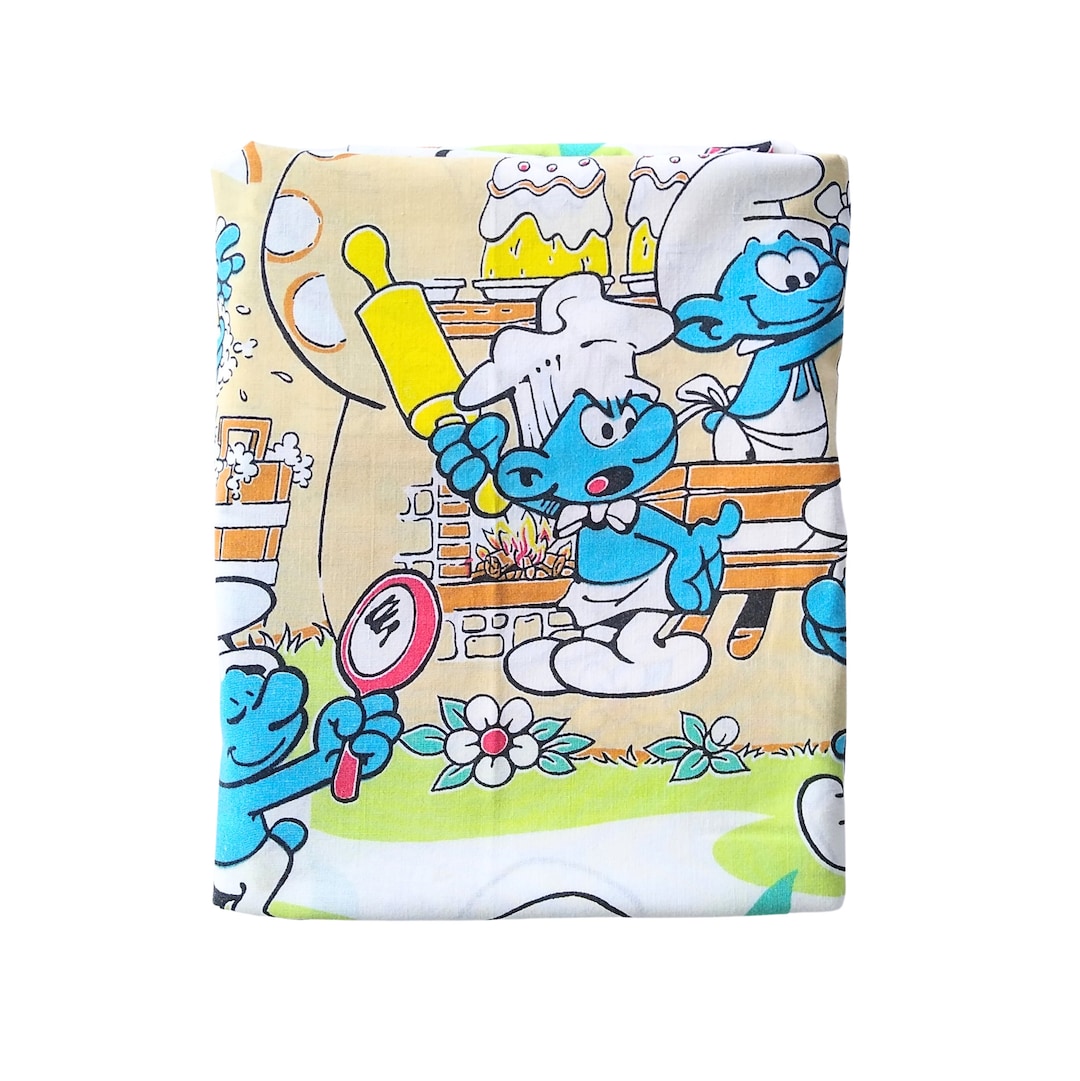 Vintage Smurfs Twin Flat Sheet Retro Smurfs Sheet Vintage Smurfs Sheet ...