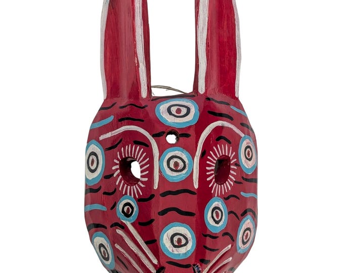 Vintage Carved Wood Polychrome Rabbit Mask - Folk Art Mask - Mexico ...
