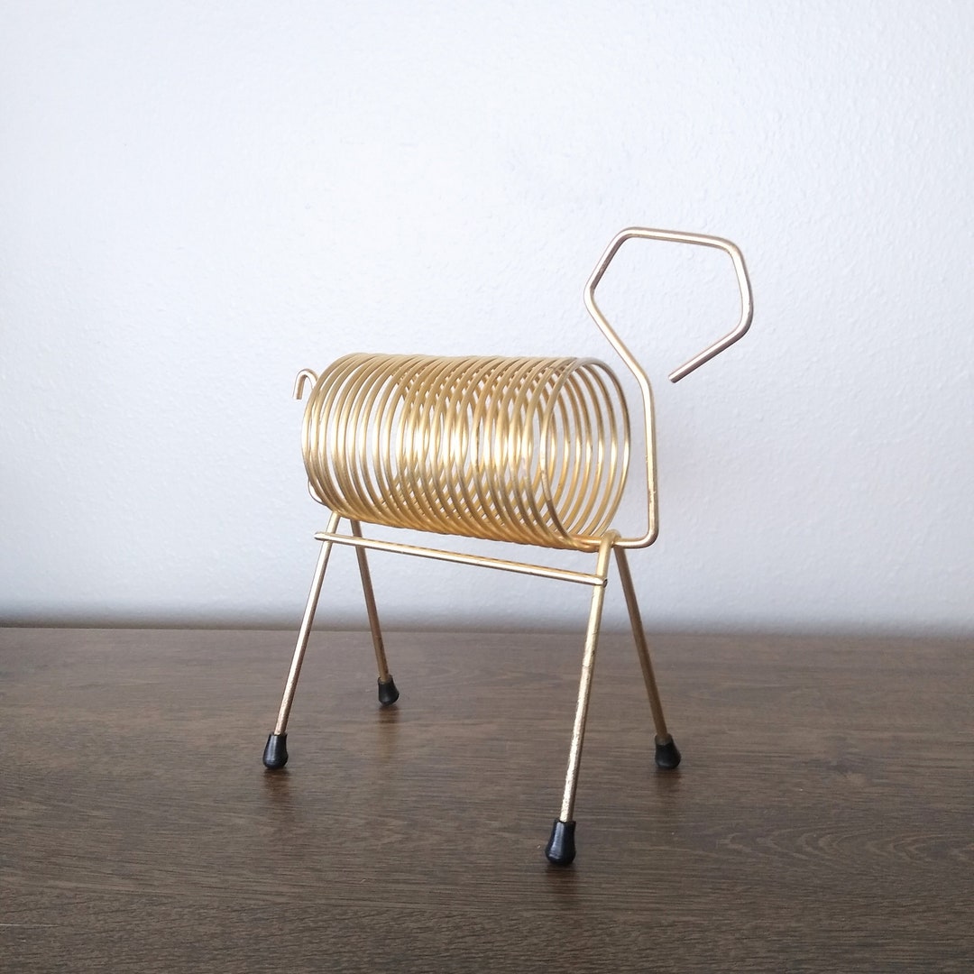 Vintage Gold Dog Coil Mail Organizer Metal Coiled/spiral Dog Shaped ...