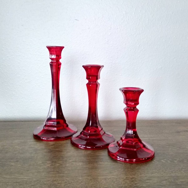 Red Glass Candle - Etsy