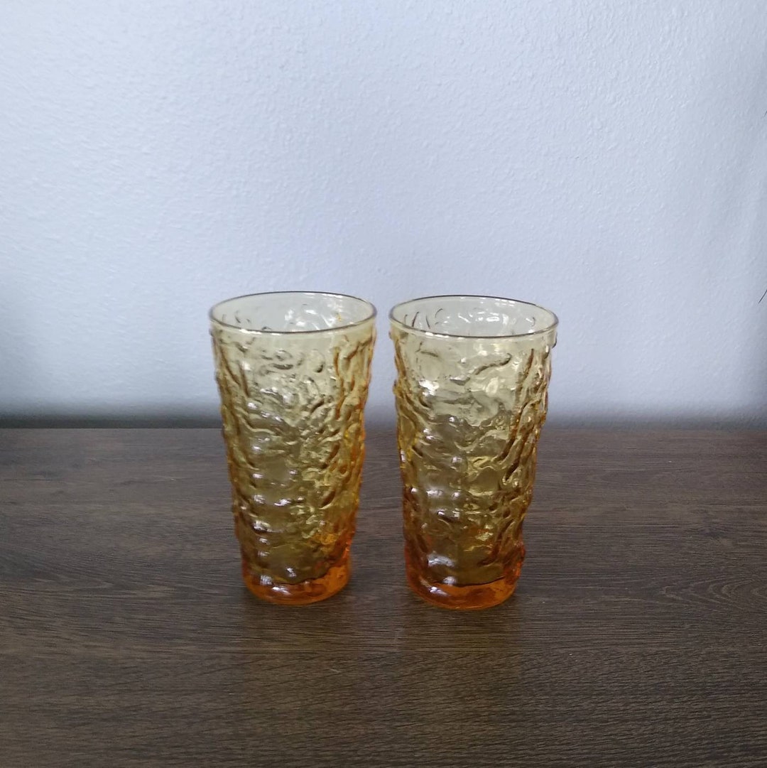 Vintage Amber Glass Tumblers Anchor Hocking Milano Honey - Etsy