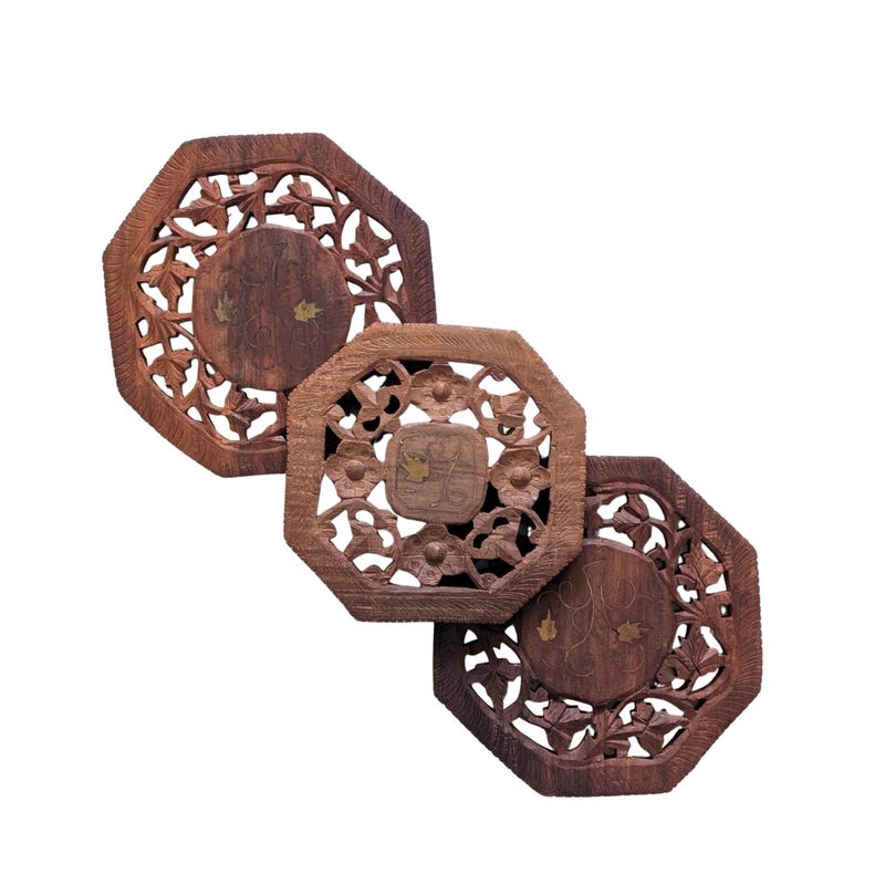 Vintage Wood Carved Trivets - Etsy