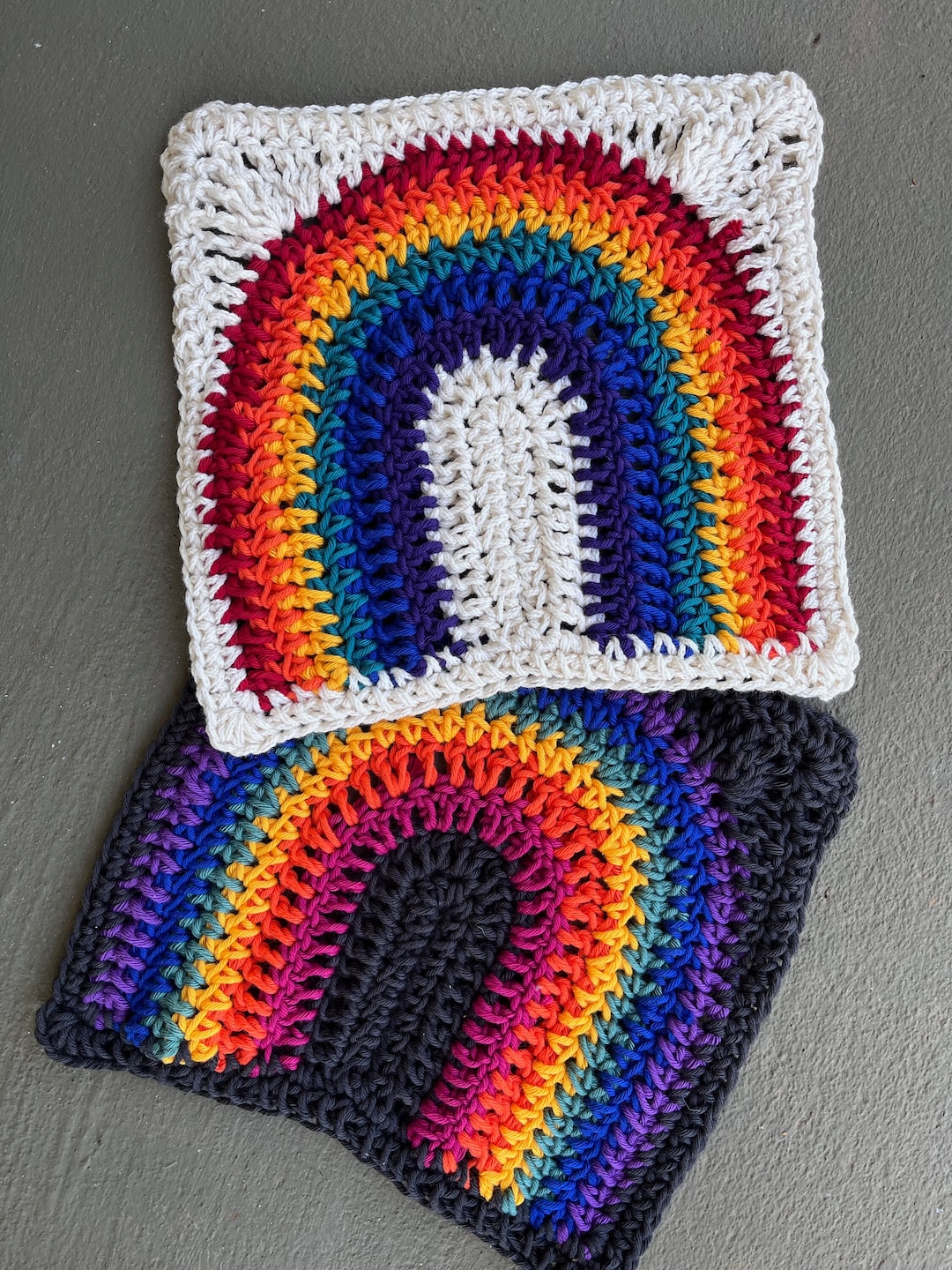 Rainbow Crochet Square // Rainbow Granny Square Block // Rainbow ...