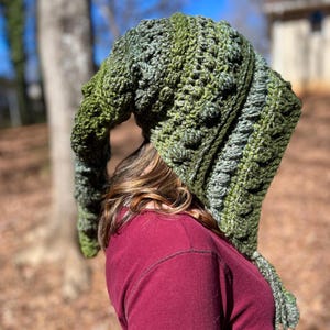 Crochet Pixie Hood Pattern - Fable Pixie Hood Crochet Pattern With Star, Moon, and Leaf Tassels ...