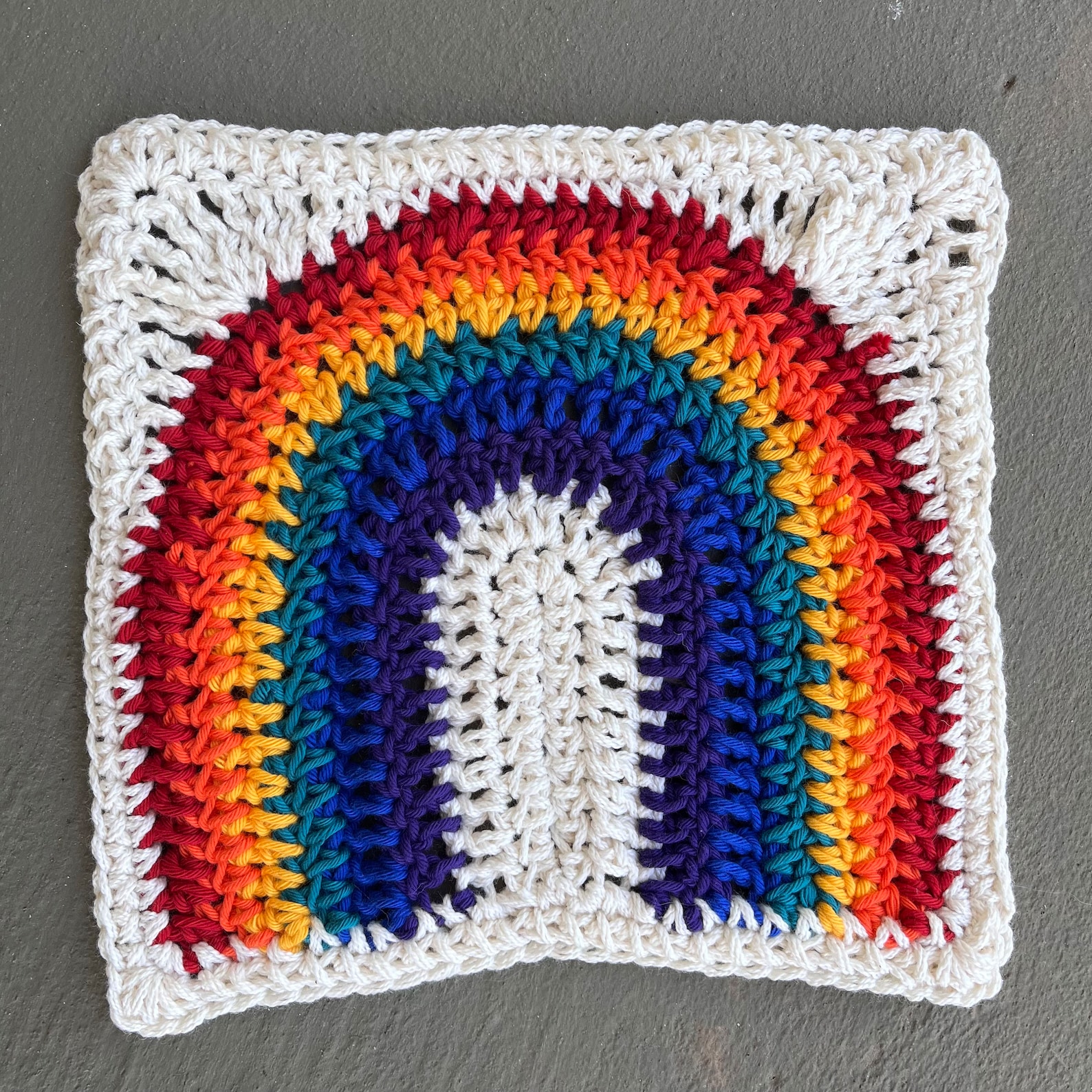 Rainbow Crochet Square // Rainbow Granny Square Block // Rainbow ...