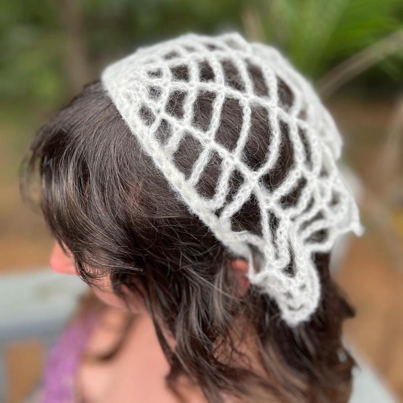 Spiderweb Hair Scarf Crochet Pattern // Spider Web Bandana // Halloween ...