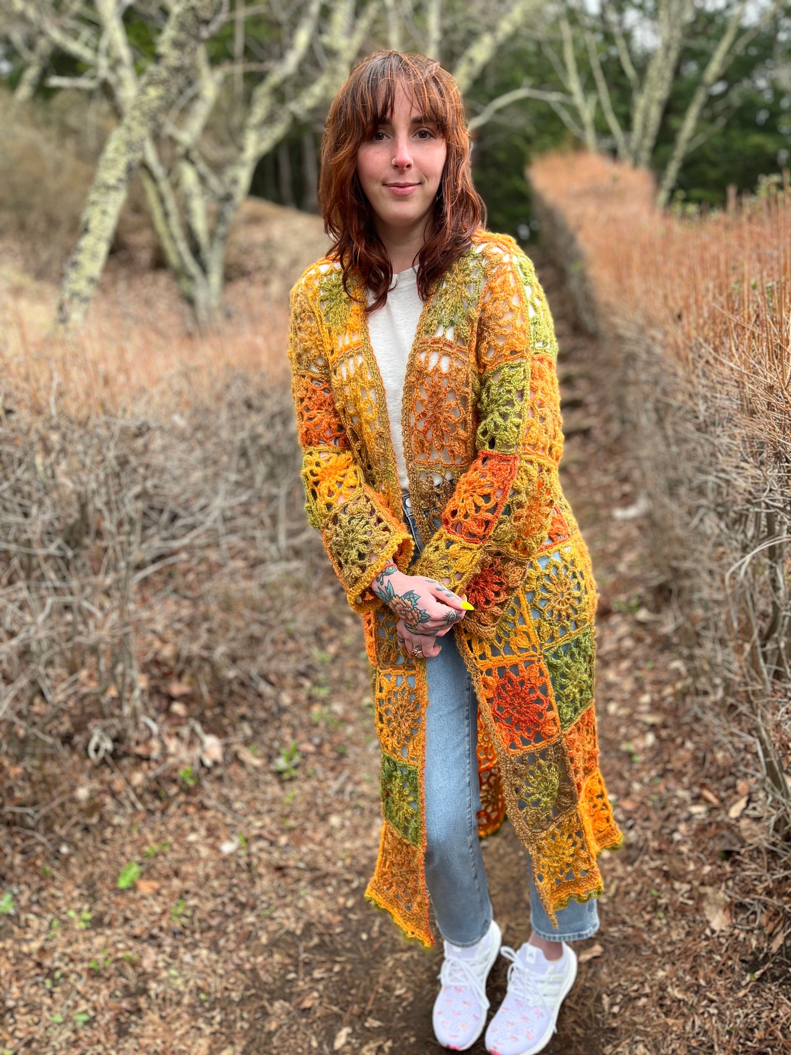 Crochet Coat Pattern - Flower Duster Crochet Pattern // Long Sweater ...