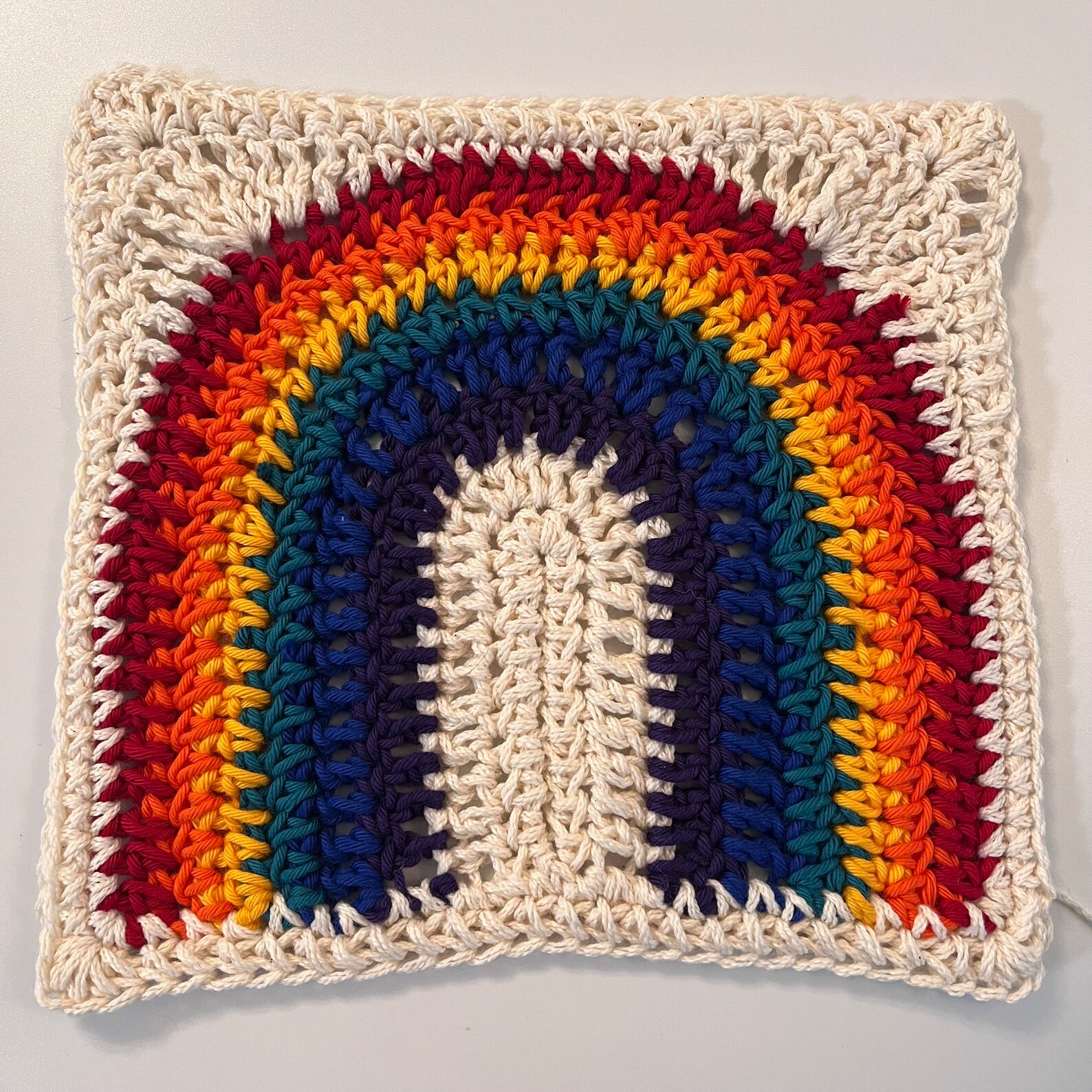 Rainbow Crochet Square // Rainbow Granny Square Block // Rainbow ...