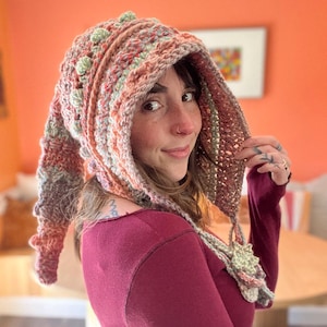 Crochet Pixie Hood Pattern - Fable Pixie Hood Crochet Pattern With Star, Moon, and Leaf Tassels ...