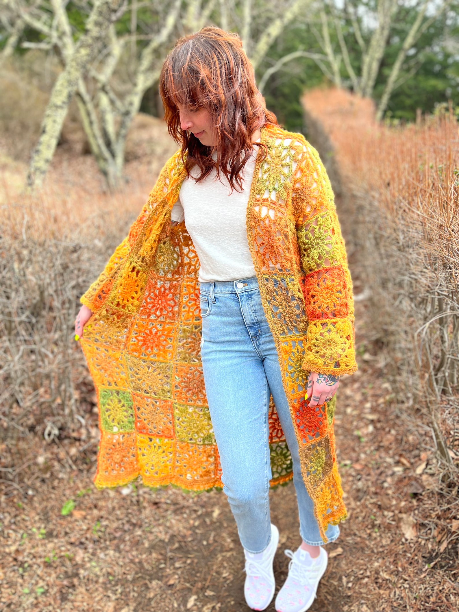 Crochet Coat Pattern - Flower Duster Crochet Pattern // Long Sweater ...