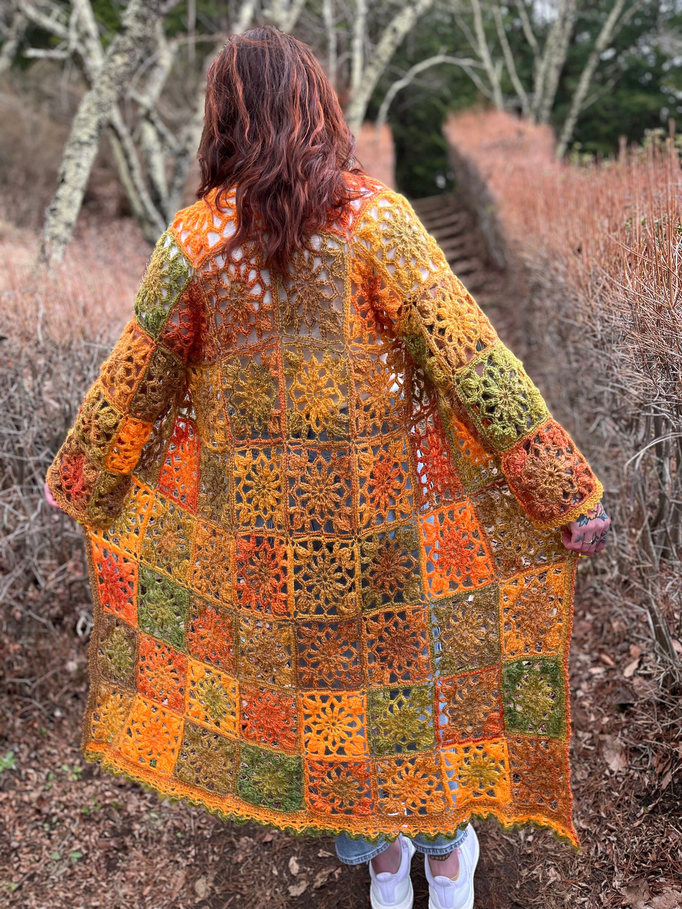 Crochet Coat Pattern - Flower Duster Crochet Pattern // Long Sweater ...