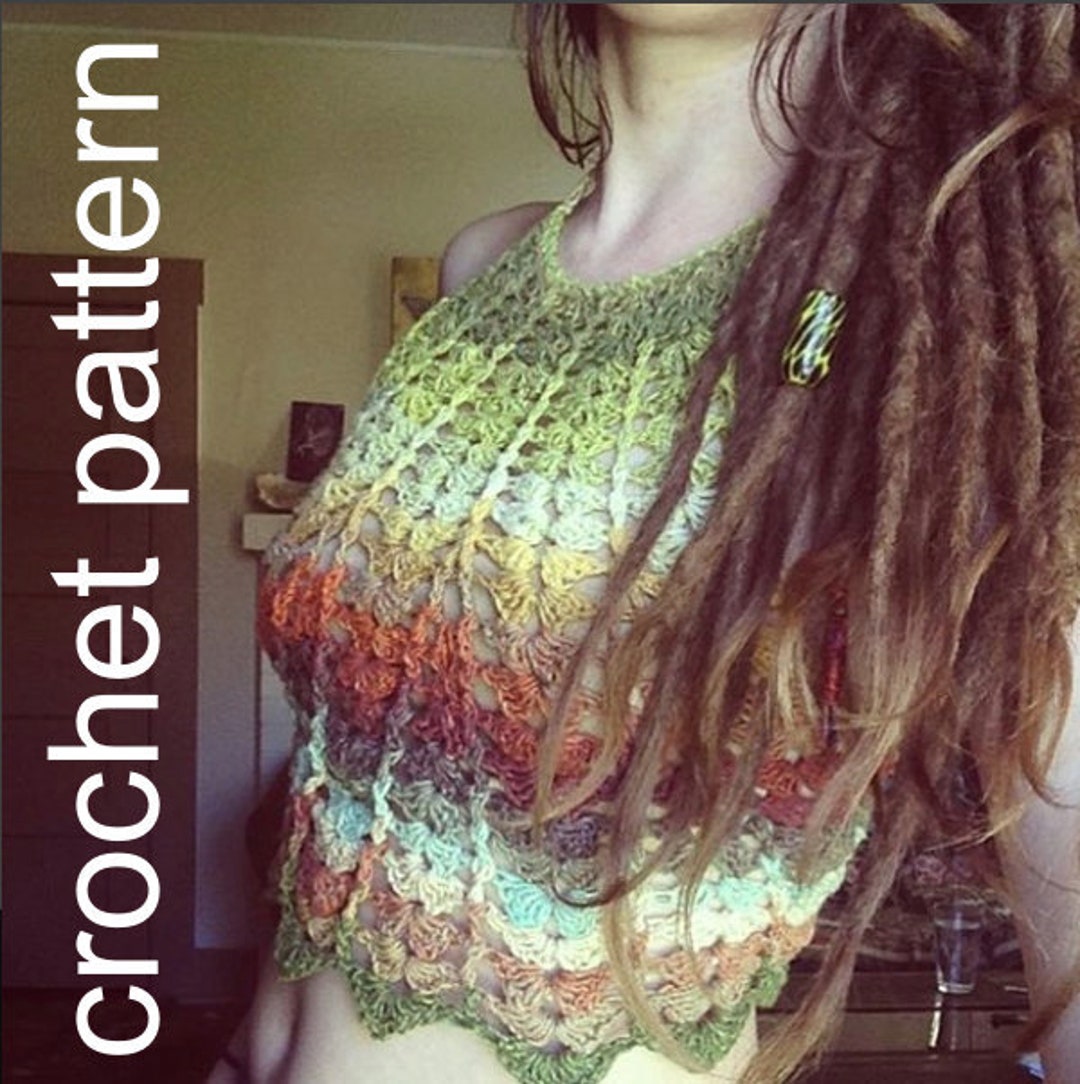 Crochet Fern Crop Top Pattern – Halter Bralette, Shell Lace (PDF ...