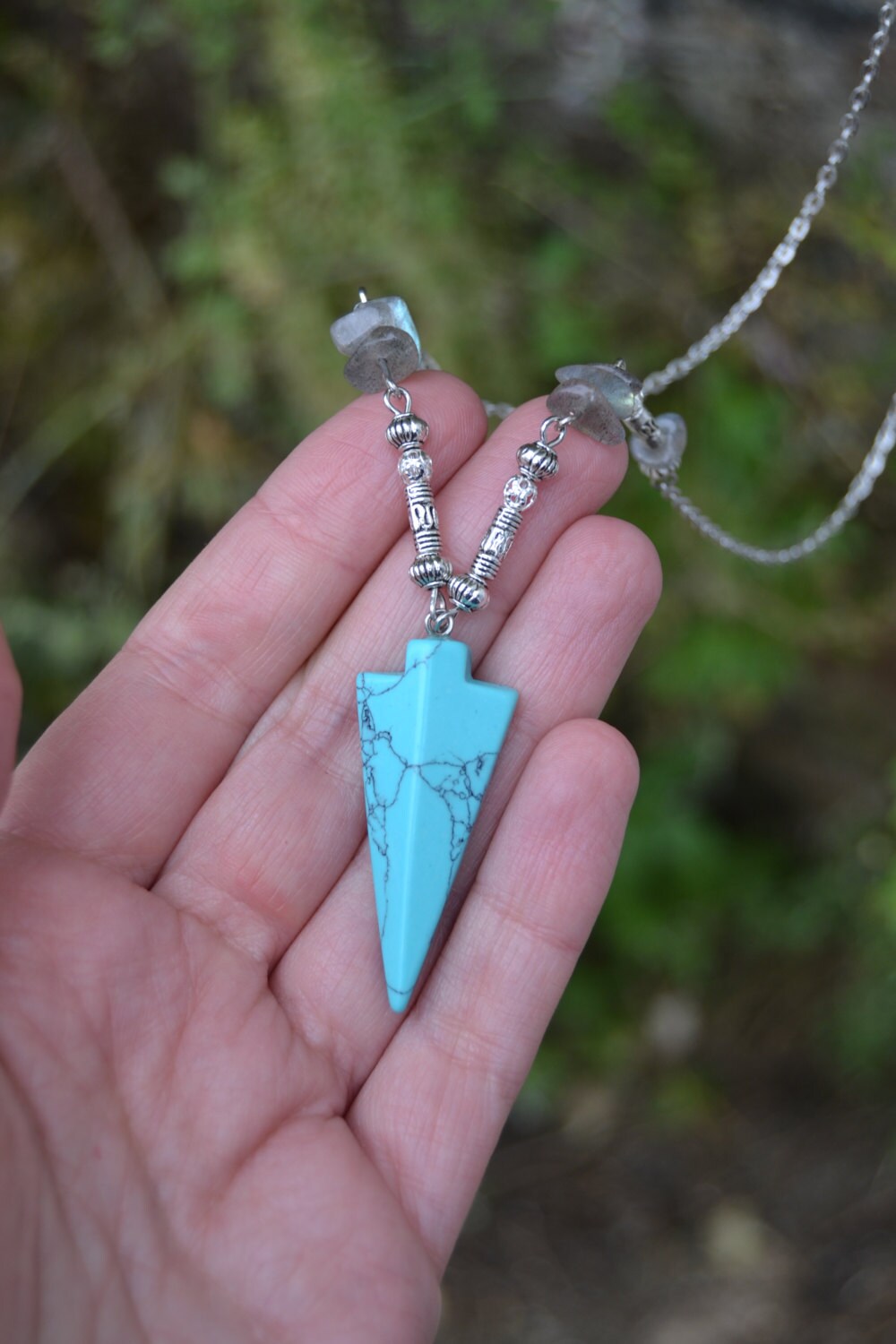 Silver Turquoise Arrowhead Necklace Turquoise Necklace | Etsy