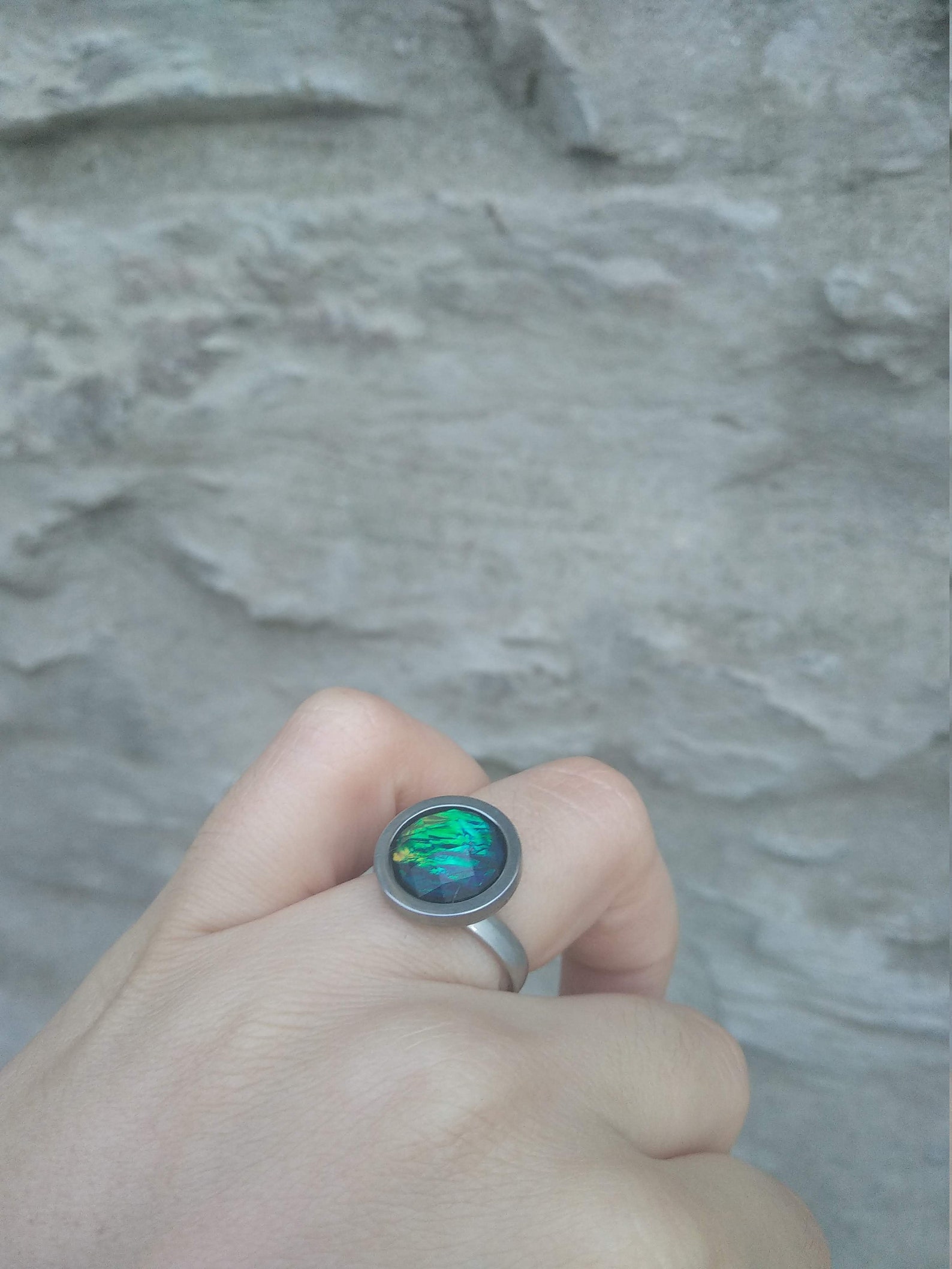 Northern Lights Jewelry Aurora Borealis Ring Green Blue Opal Resin Ring ...