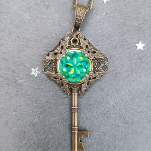 Green Jewel Key Necklace Witches Key Necklace Green Key - Etsy