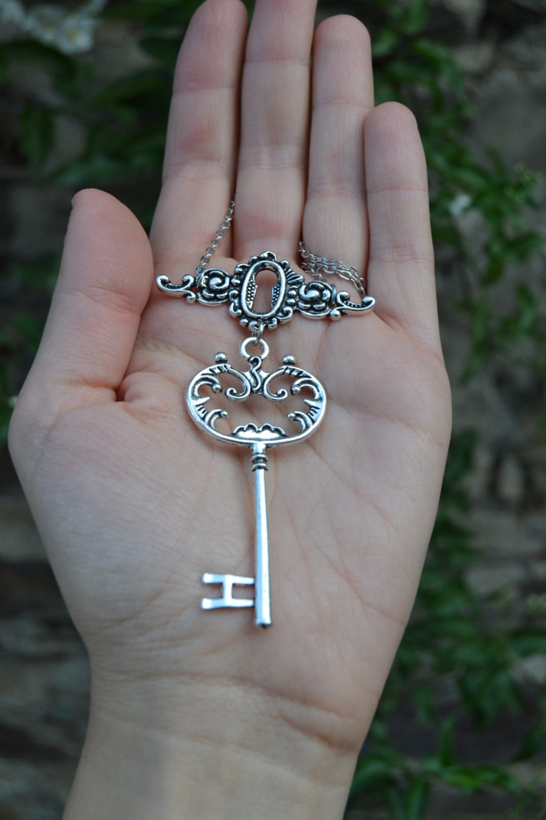 Key and Keyhole Necklace Silver Victorian Key Necklace - Etsy