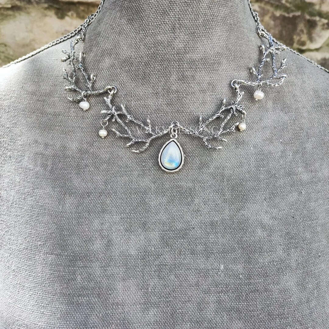 Magical Forest Twig Necklace - Moonstone Necklace - Silver Branch ...