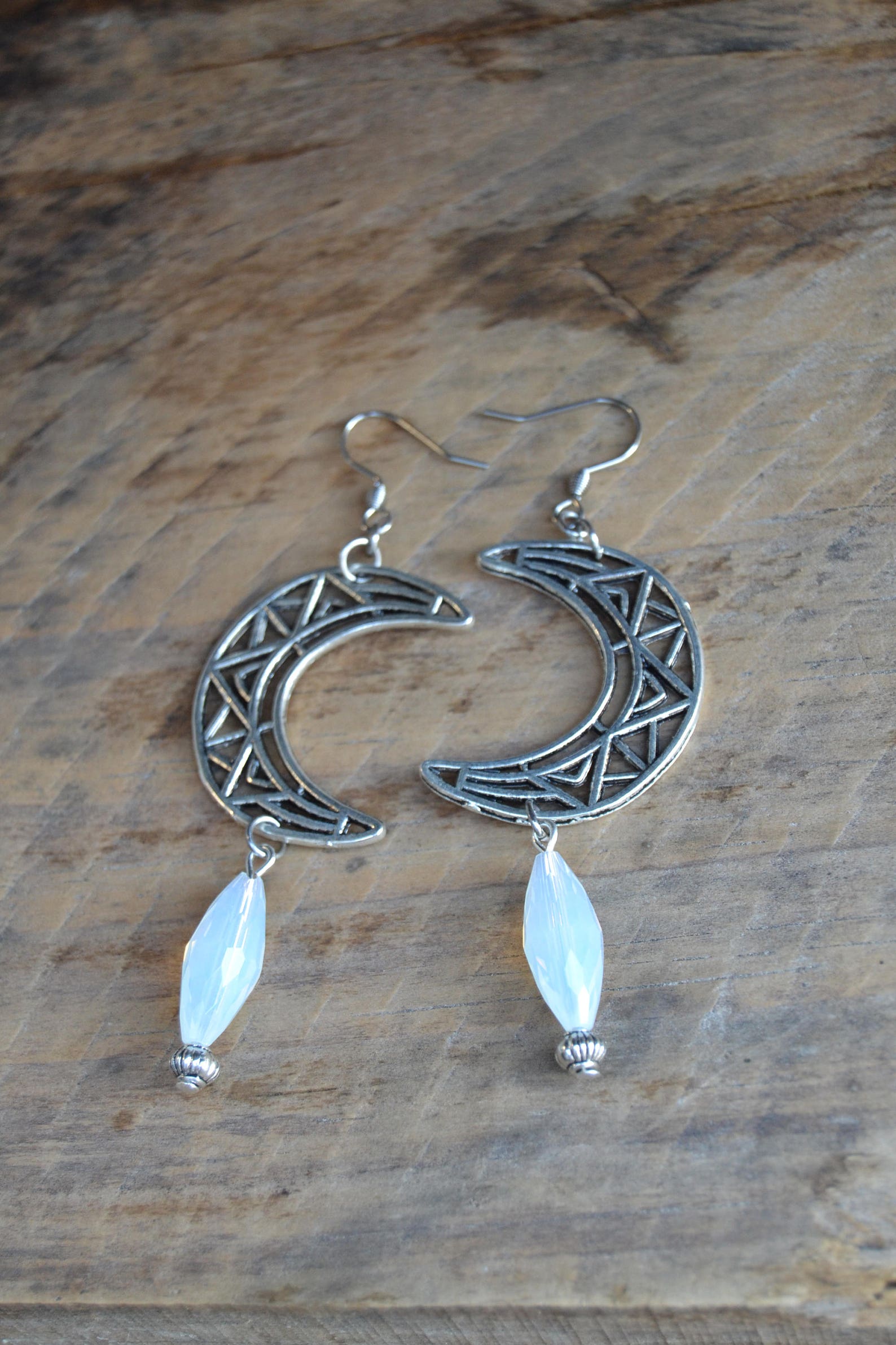 Large Moon Earrings Silver Dangle Crescent Moon Earrings - Etsy