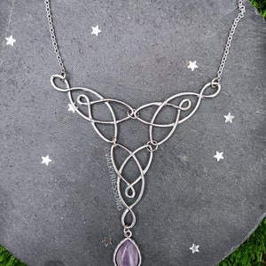 Amethyst Celtic Knot Choker Necklace Silver Celtic Necklace - Etsy