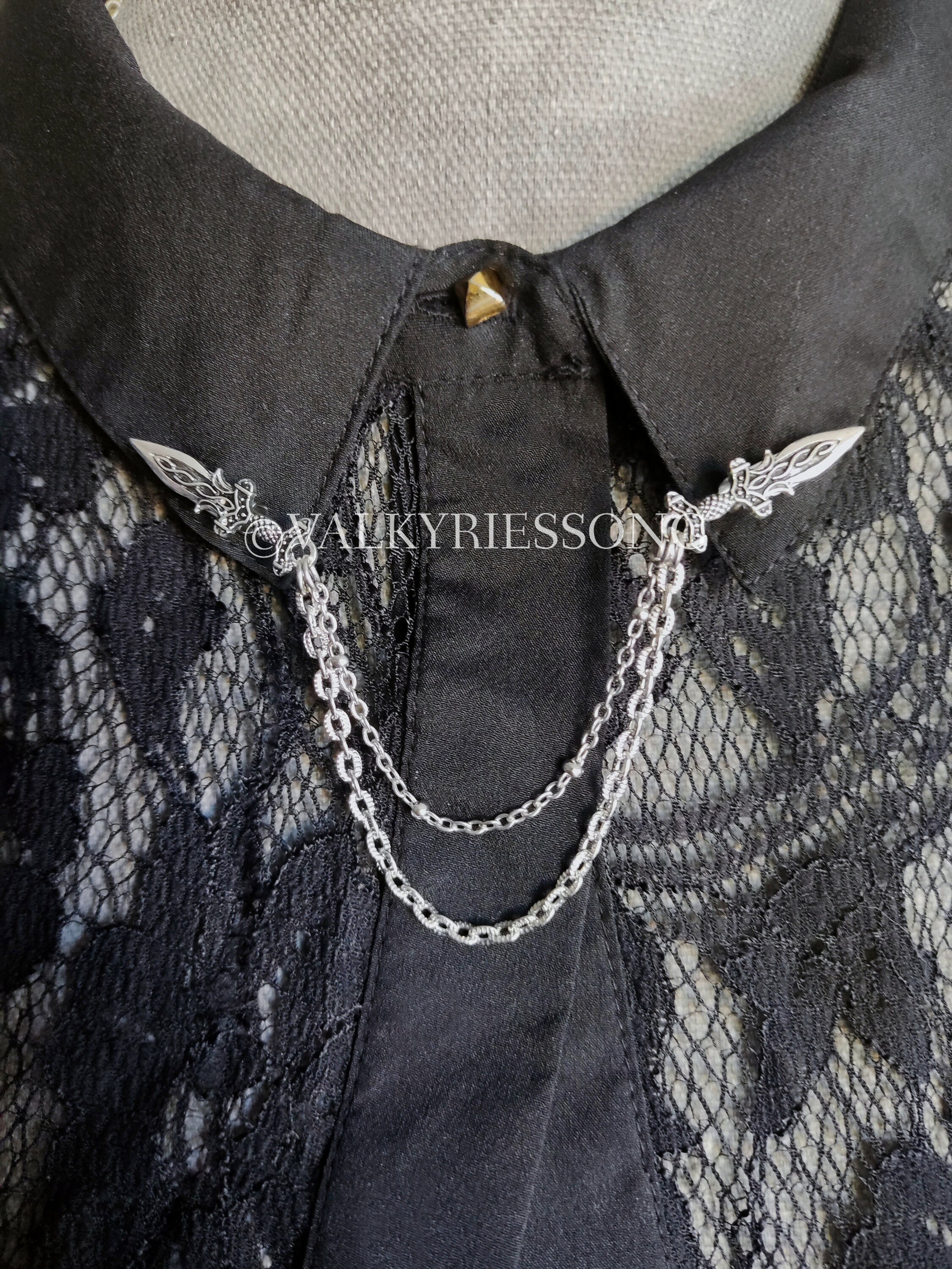 Viking Sword Brooch With Chain, Antique Silver Steel Chains & Alloy ...