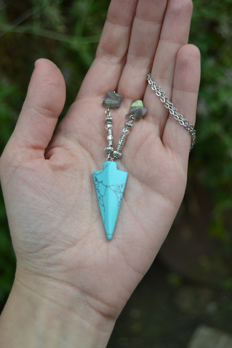Silver Turquoise Arrowhead Necklace Turquoise Necklace - Etsy