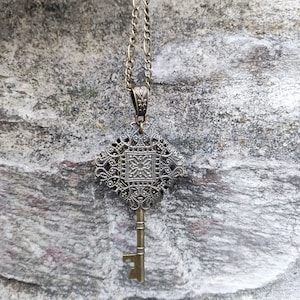 Green Jewel Key Necklace, Witches Key Necklace, Green Key Necklace ...