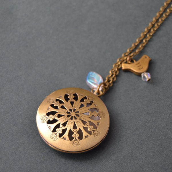 Bird Locket Necklace - Etsy
