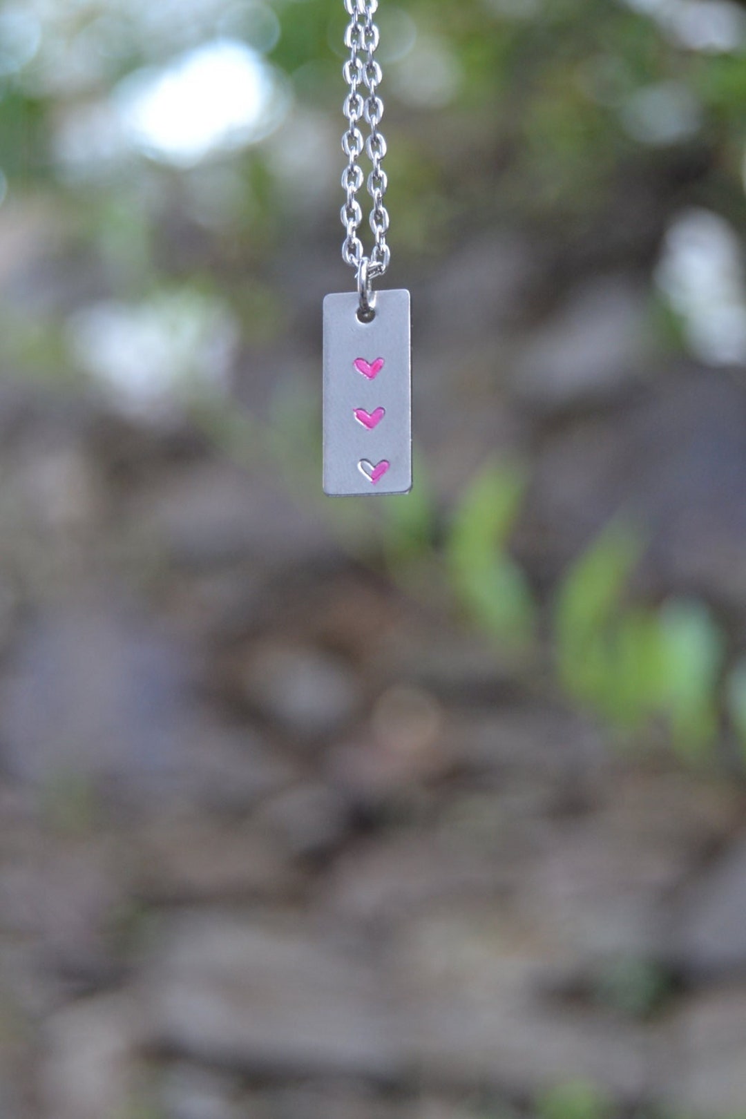 Hand Stamped Stainless Steel Gamer Necklace, Hearts Stamina Life Gaming ...