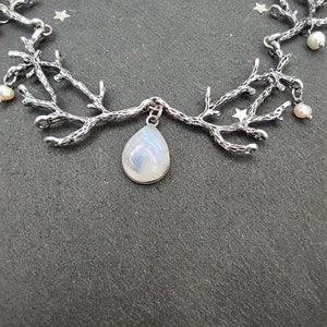 Magical Forest Twig Necklace Moonstone Necklace Silver - Etsy