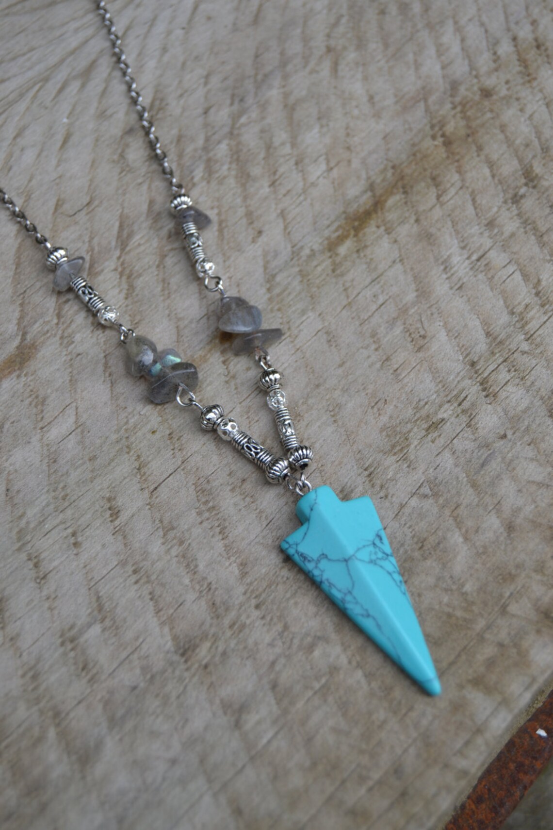 Silver Turquoise Arrowhead Necklace Turquoise Necklace - Etsy